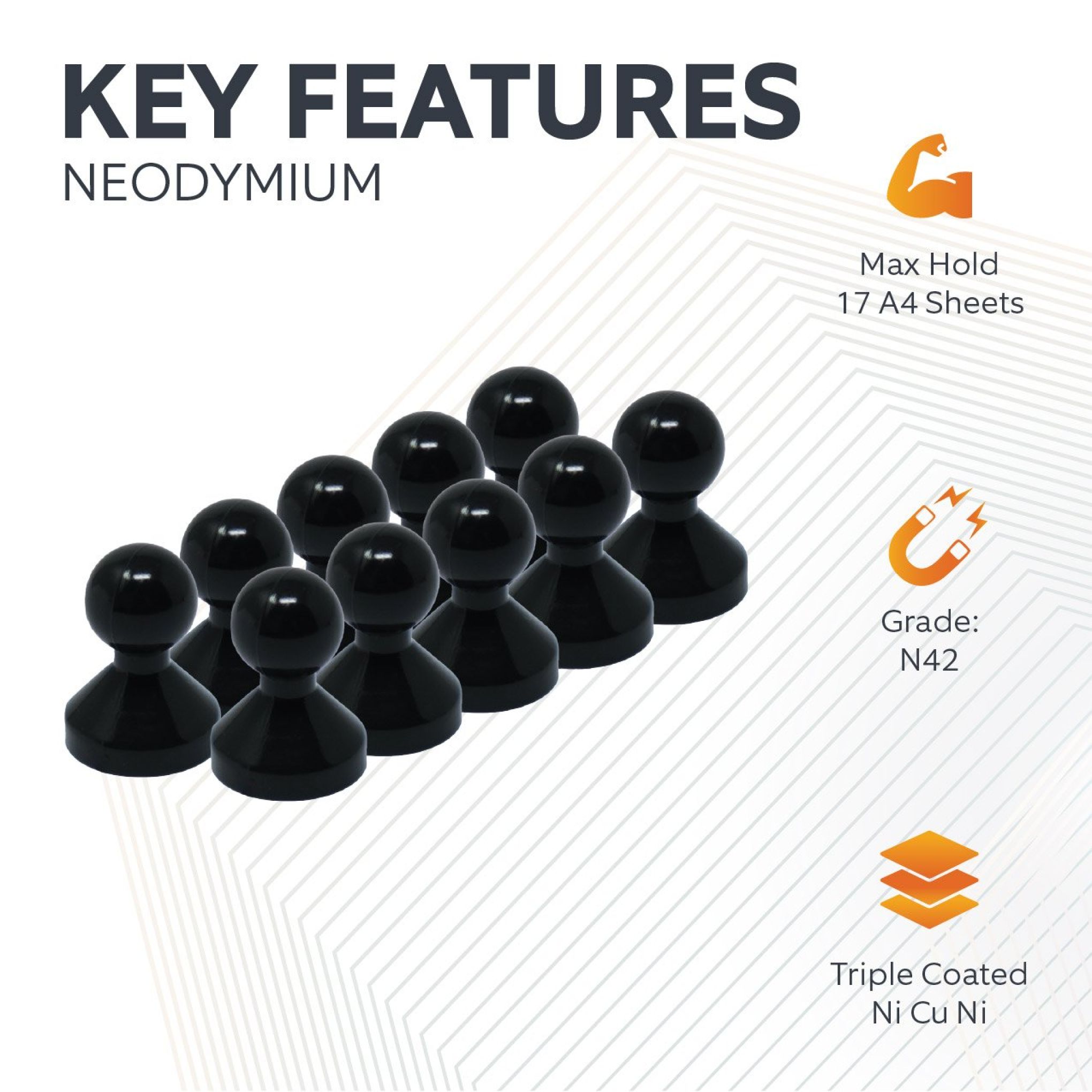 Large Acrylic Push Pin Magnet (21mm dia x 26mm tall)