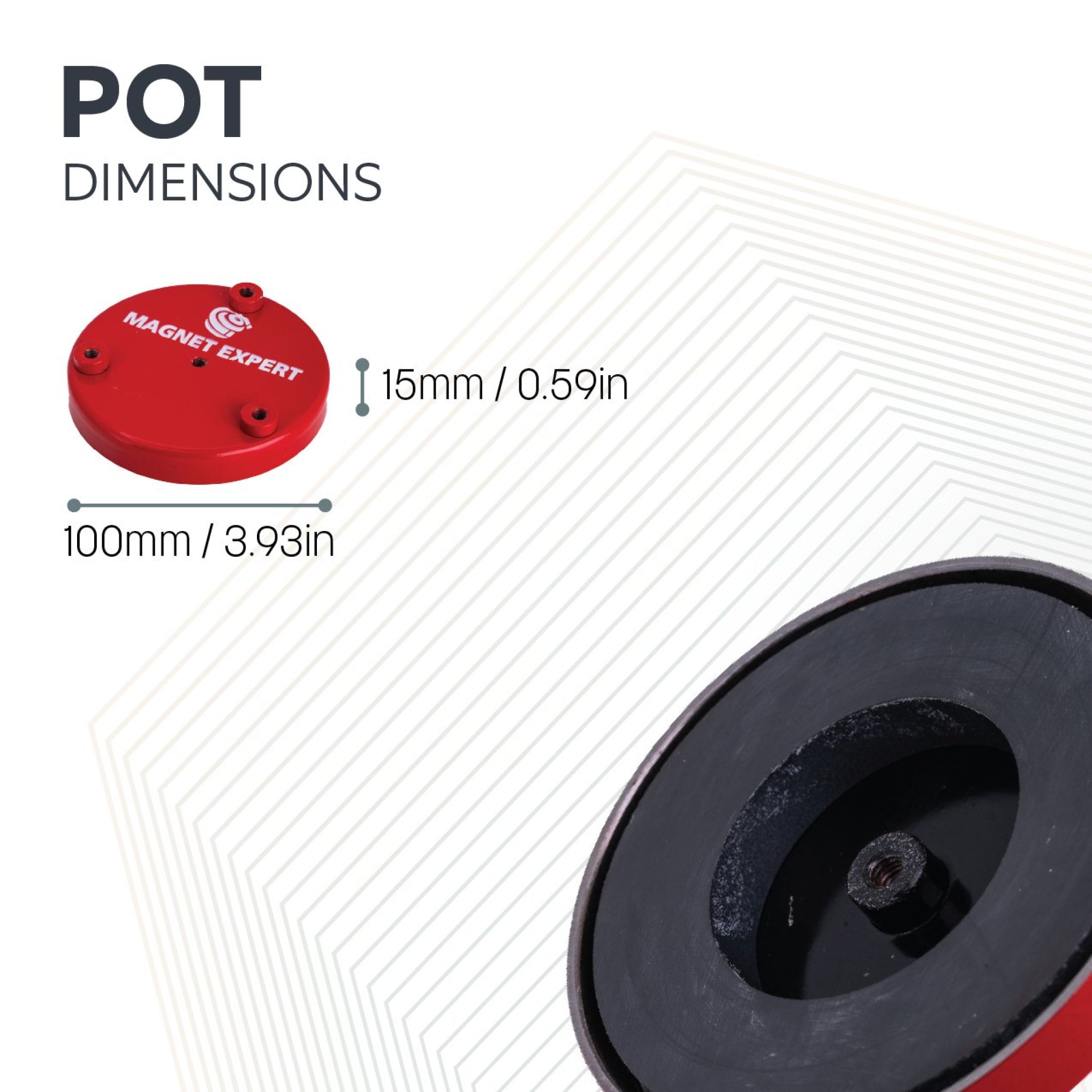 100 x 15mm Ferrite Limpet Magnet M6 hole - 55kg Pull