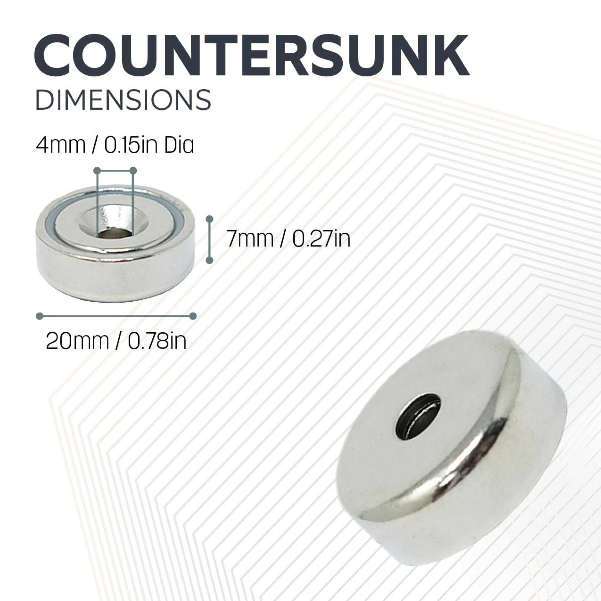 20mm dia Neodymium Pot Magnets, Steel Discs & Screws Pack