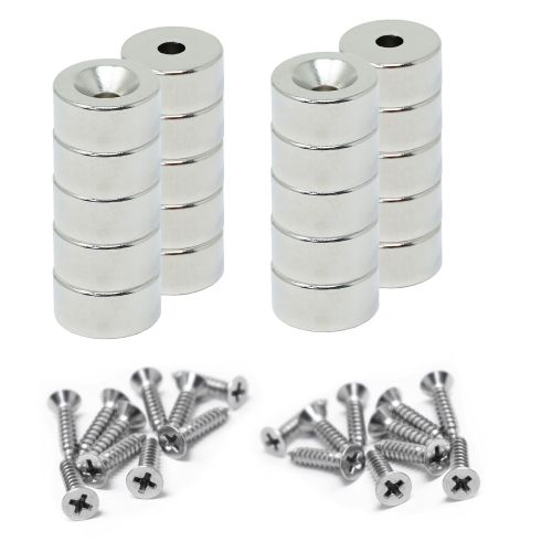 10mm dia x 5mm thick North & South Neodymium Countersunk Magnets ...