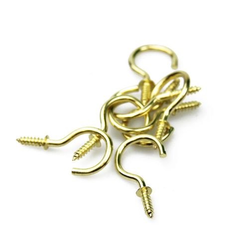 SCREWD 25mm Brass Plated Cup Hook Kit - 32 Hooks