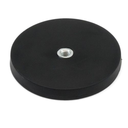 66mm dia x 8mm Black Magnet M6 Boss Thread - 20kg Pull