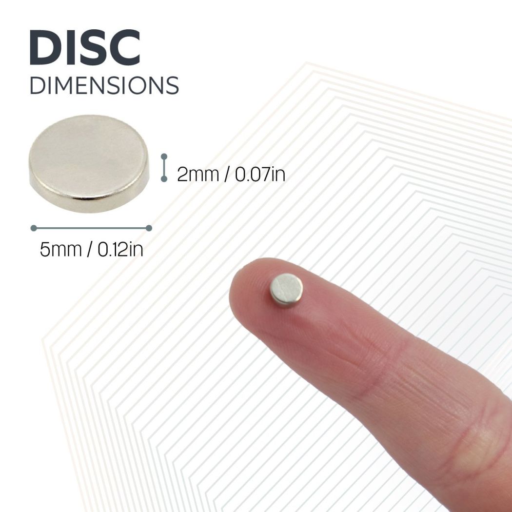5mm dia x 2mm thick N35 Neodymium Magnet - 0.51kg Pull