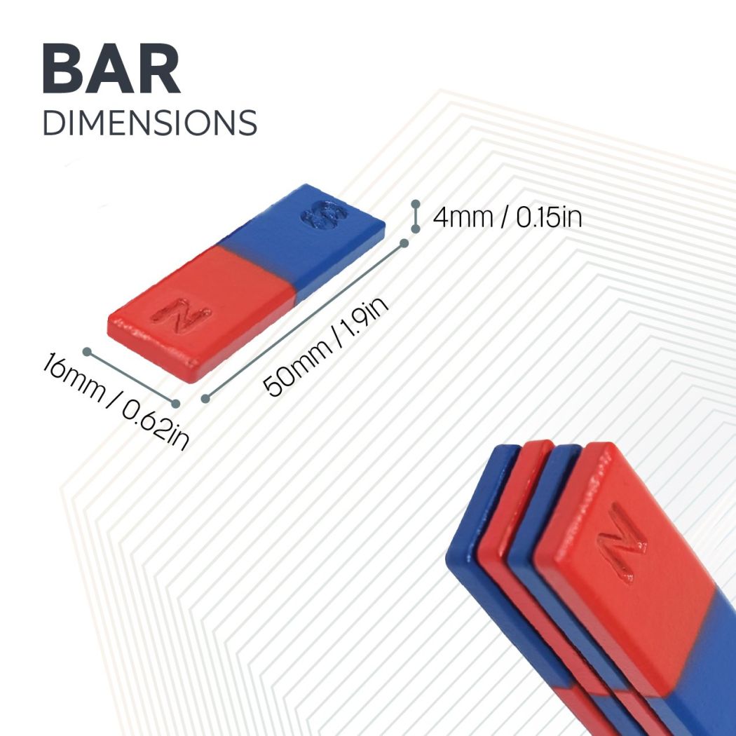 16 x 4 x 50mm Ferrite Bar Magnet with Poles Identified