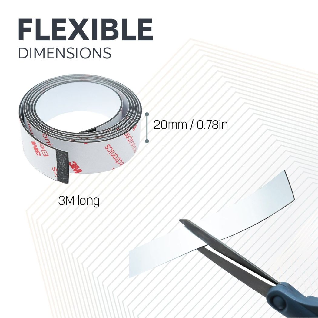 FerroFlex 20mm Ferrous Strip - 3M Adhesive Gloss White
