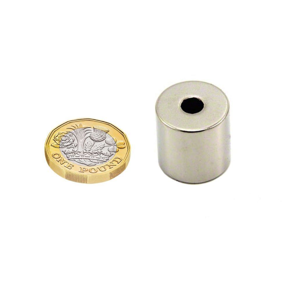 20mm dia x 20mm thick N42 6mm hole Magnet - 15kg Pull