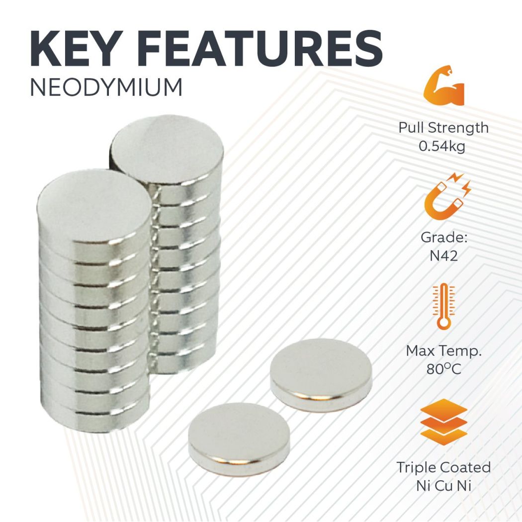 6mm x 1.5mm N42 Magnet c/w North Dimple- 0.44kg Pull