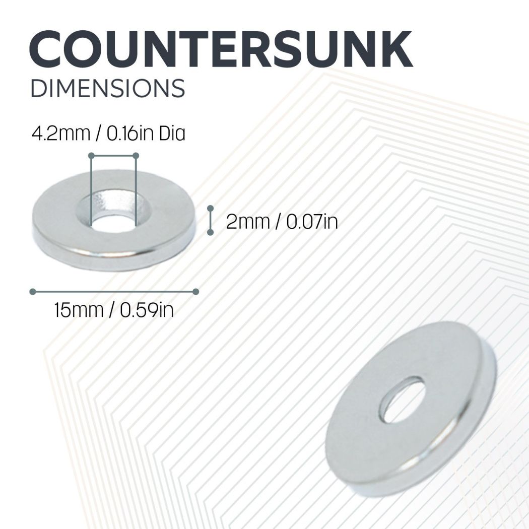 15mm dia Countersunk Magnets, Steel Discs & Screws Pack